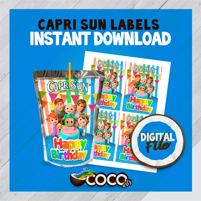 Cocomelon Capri Sun Labels Blue. Pouches Label. Cocomelon | Etsy