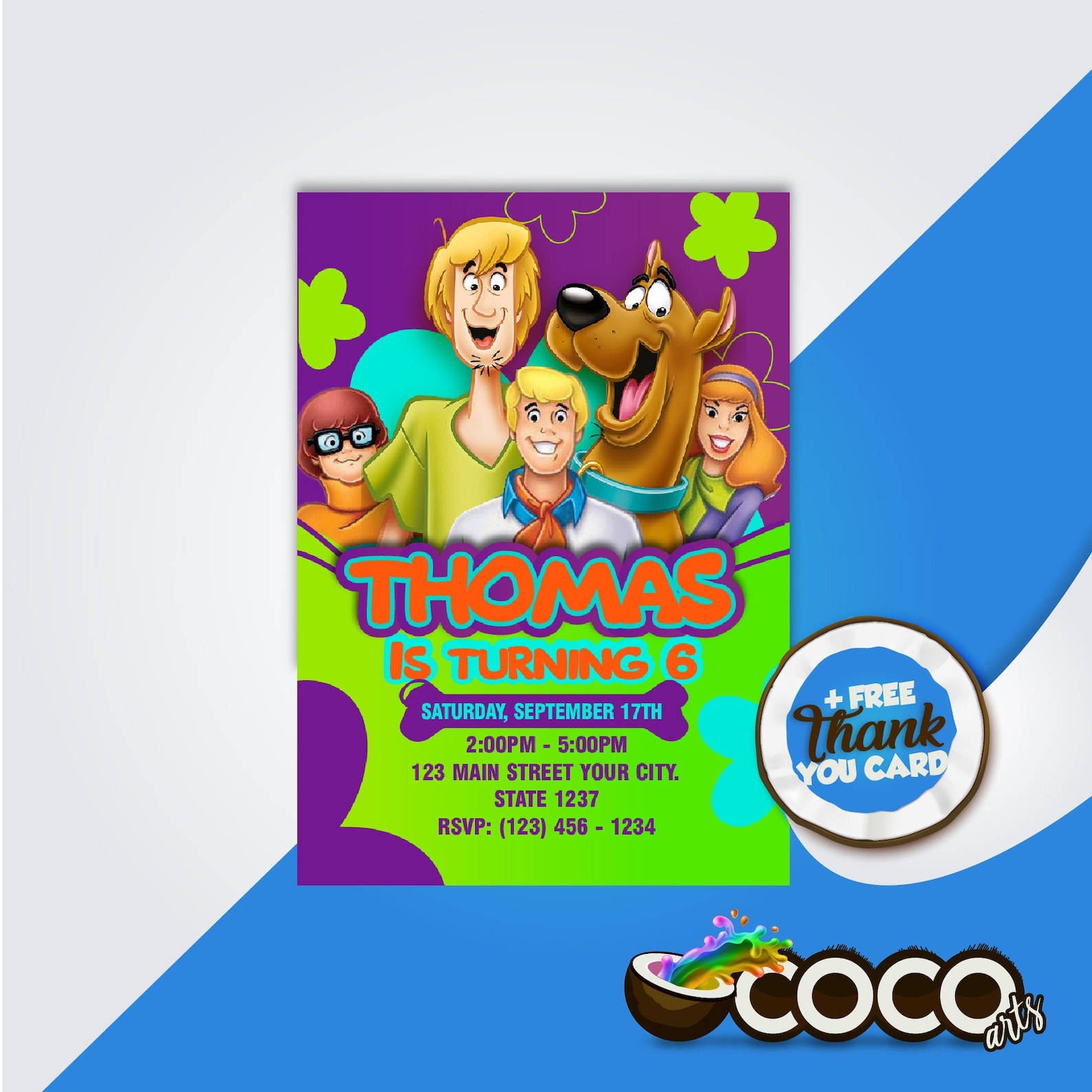 Scooby Doo Invitation Scooby Doo Birthday Party Scooby Doo Etsy