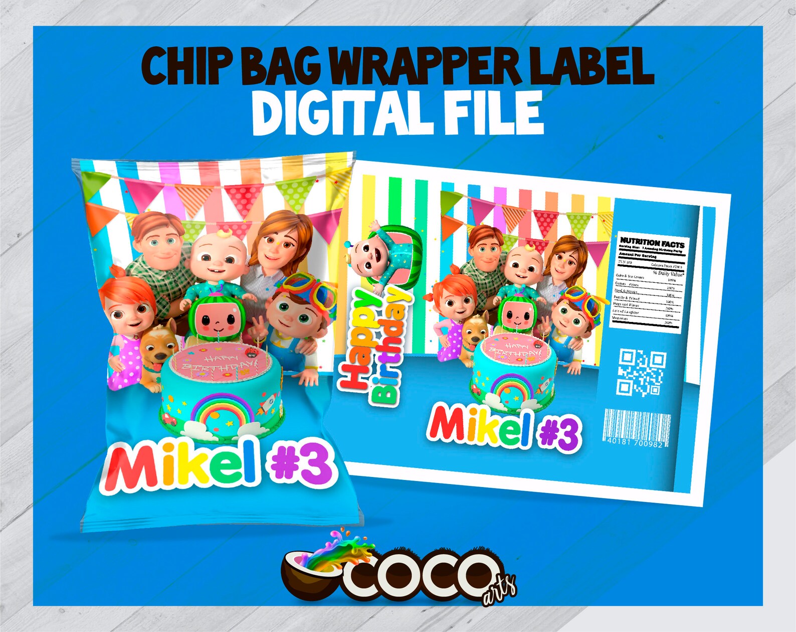Cocomelon Custom Chip Bag With Name And Age Chip Bag Etsy