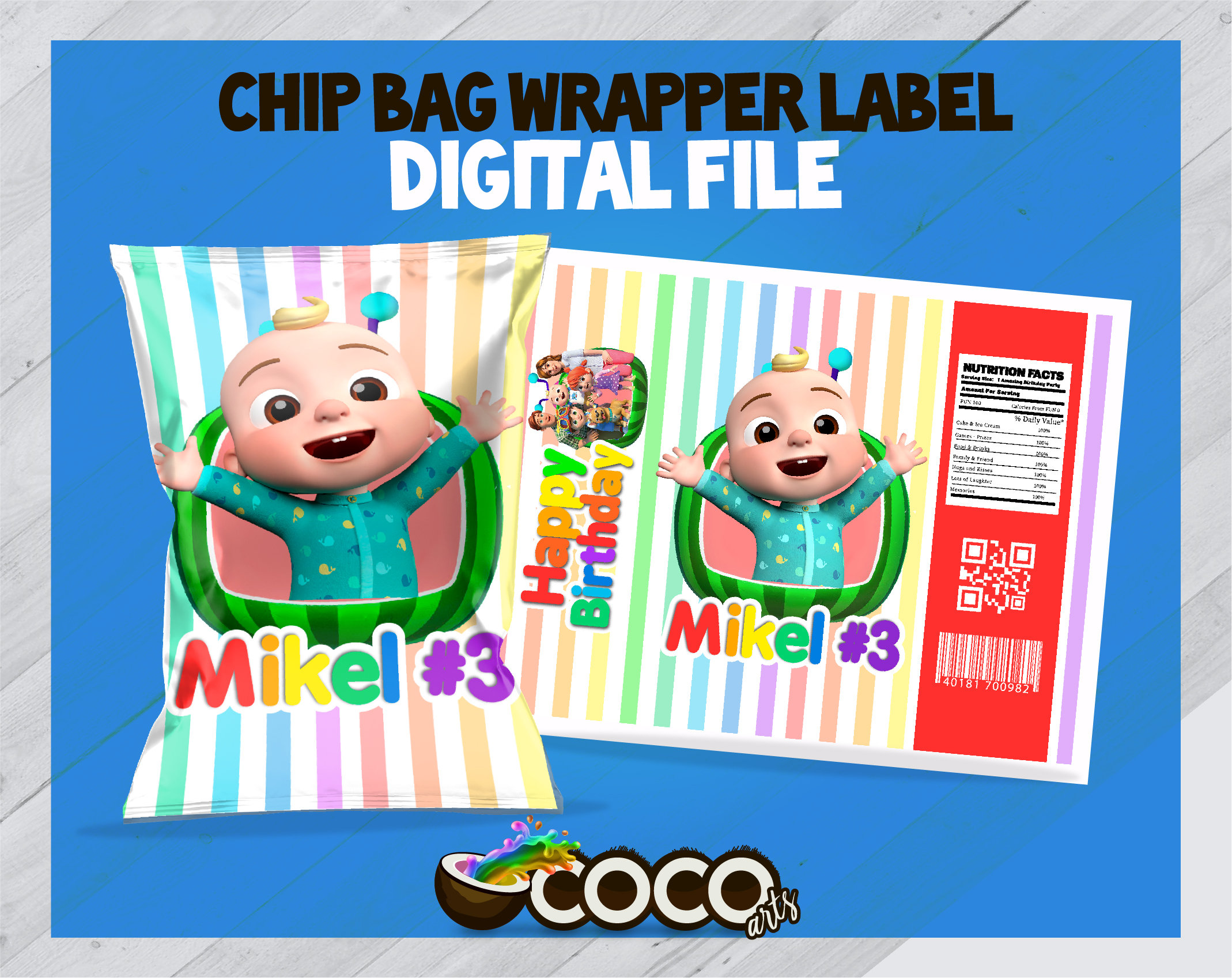 Cocomelon Custom Chip Bag With Name And Age Chip Bag Etsy