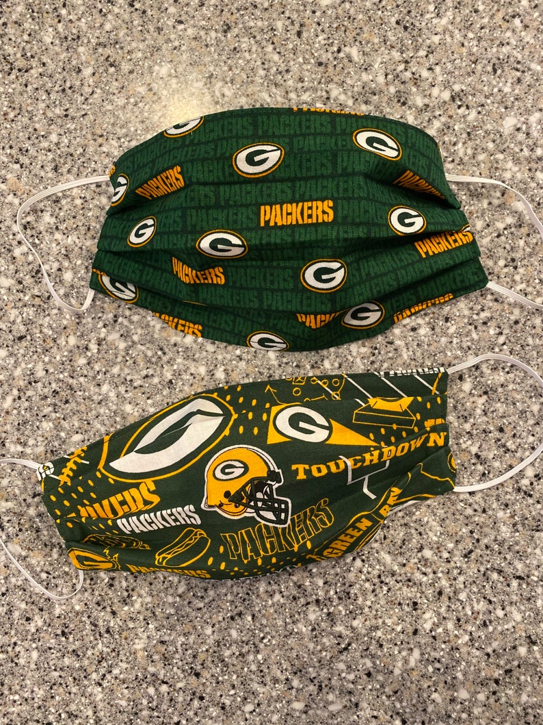 Green Bay Packers Small Logo Face Mask with Filter Pocket | Etsy