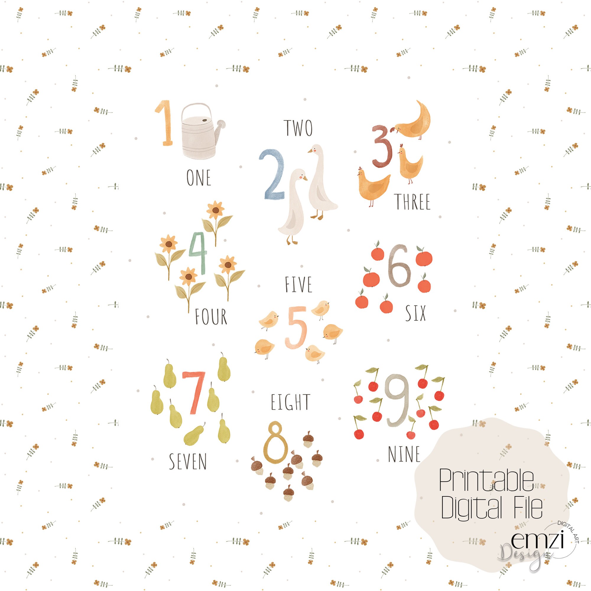 Educational Poster With Numbers for Kids Bedroom Playroom - Etsy