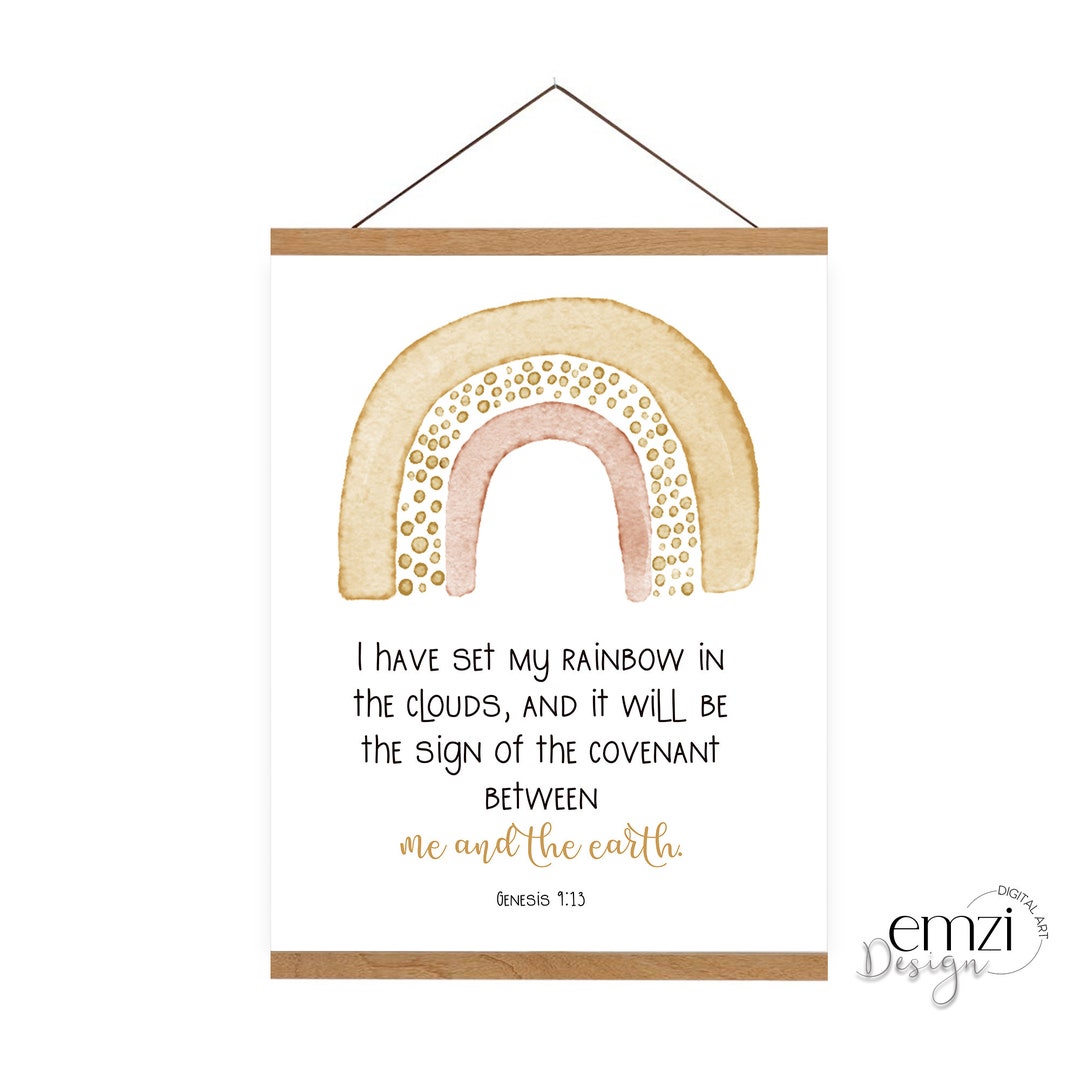 Rainbow Poster With Bible Verse, Nursery Wall Art, Christian Decor ...