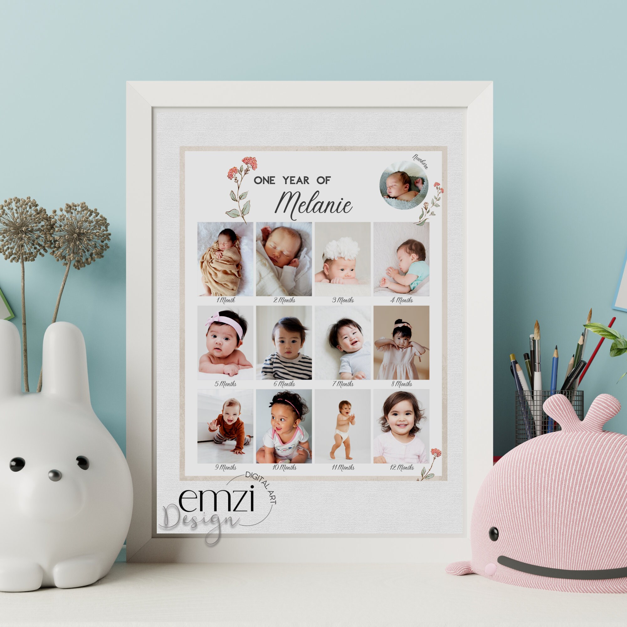 Baby's First Year Photo Poster Template, First Year, Photo Collage - Etsy