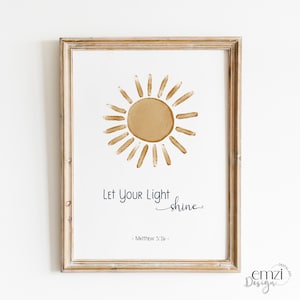 Let Your Light Shine, Matthew 5:16, Bible Verse Wall Art for Nursery or ...