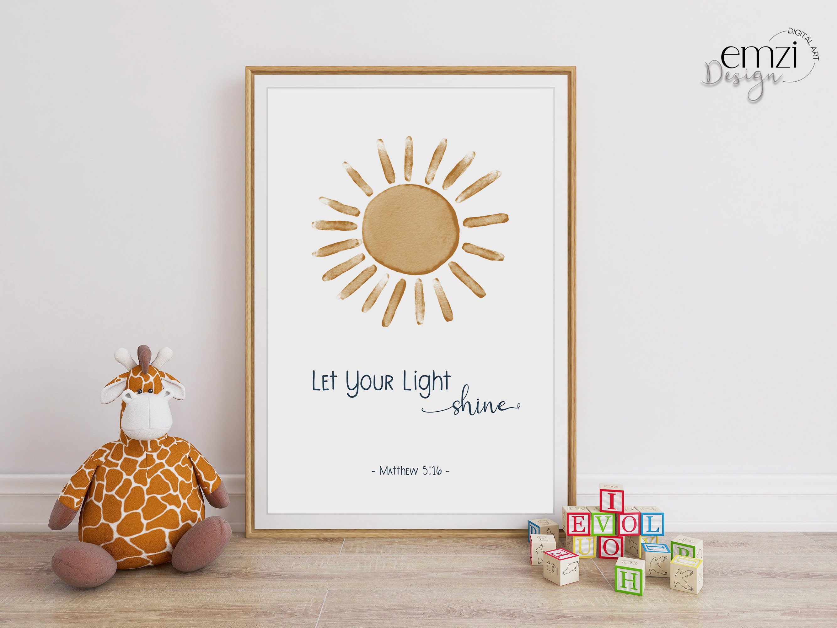 Let Your Light Shine, Matthew 5:16, Bible Verse Wall Art for Nursery or ...