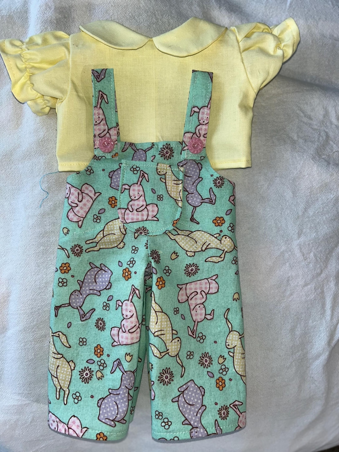 New Mint Green Overalls W/rabbits and Yellow Shirt for Cabbage Patch 16 ...