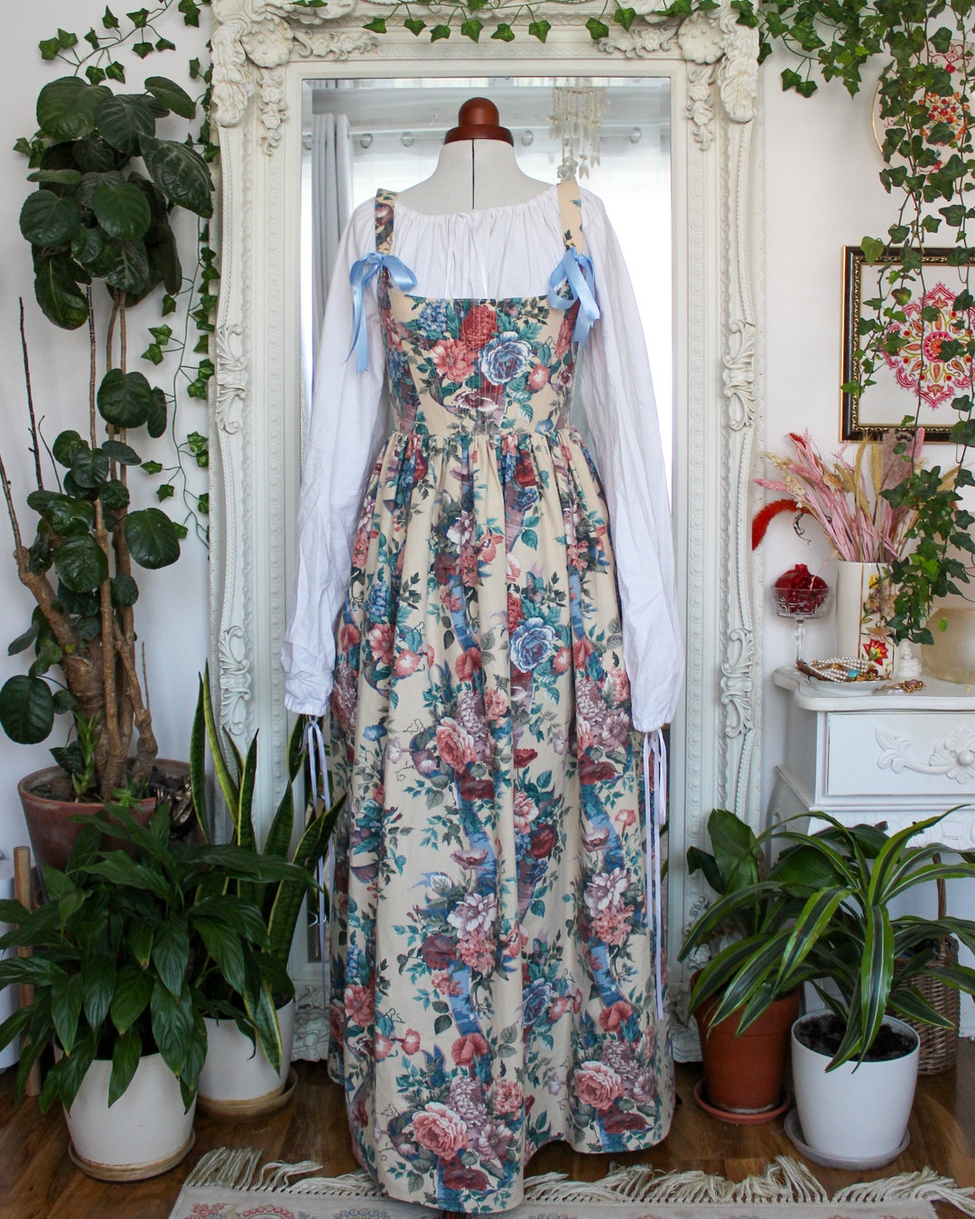 Corset Dress Made With Vintage Fabric | Kirtle - Etsy