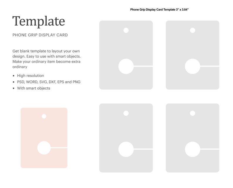 Phone Grip Display Card Blank Template, Pop Grip Holder Display Blank ...