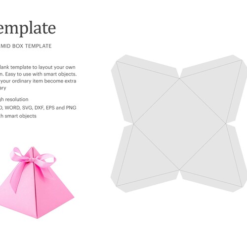 Pyramid Box Template Gift Box Blank Template Party Favor - Etsy