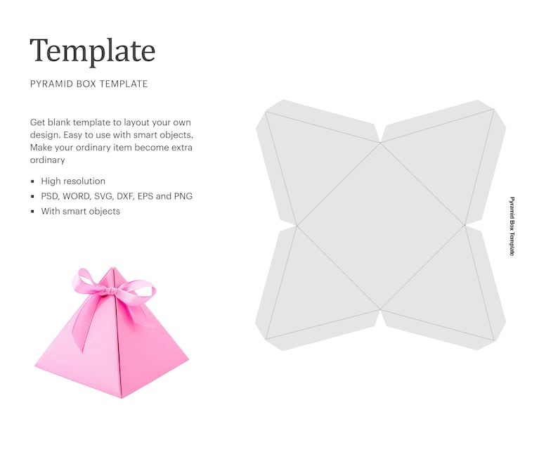 Pyramid Box Template Gift Box Blank Template Party Favor - Etsy