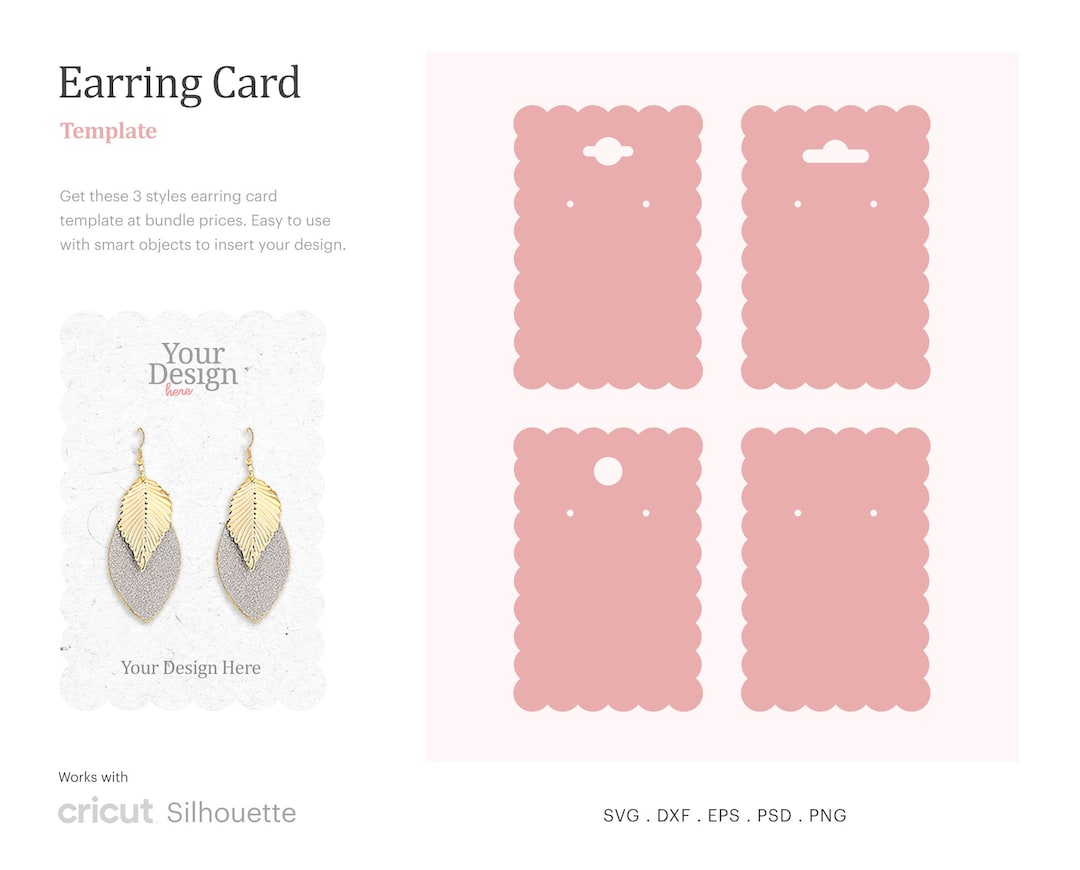 Earring Display Card Template, Earring Display SVG, Dangle Earring ...
