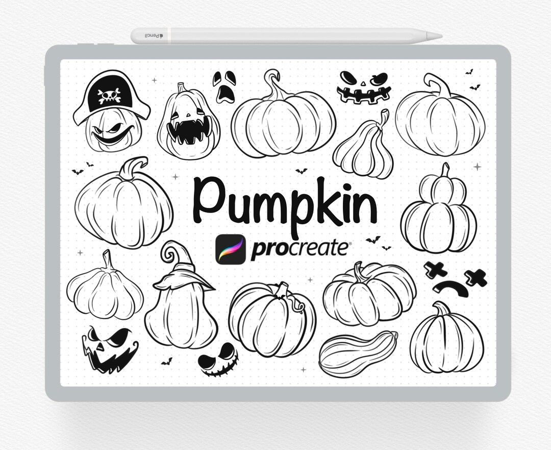 Procreate Stamps, 80 Pumpkin Procreate Stamp, Trick or Treat, Halloween ...