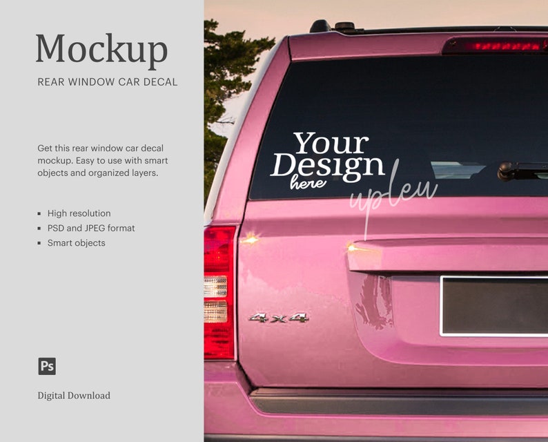 Rear Car Window Decal Mock Up, Back Car Window Sticker Decal Mock Up ...