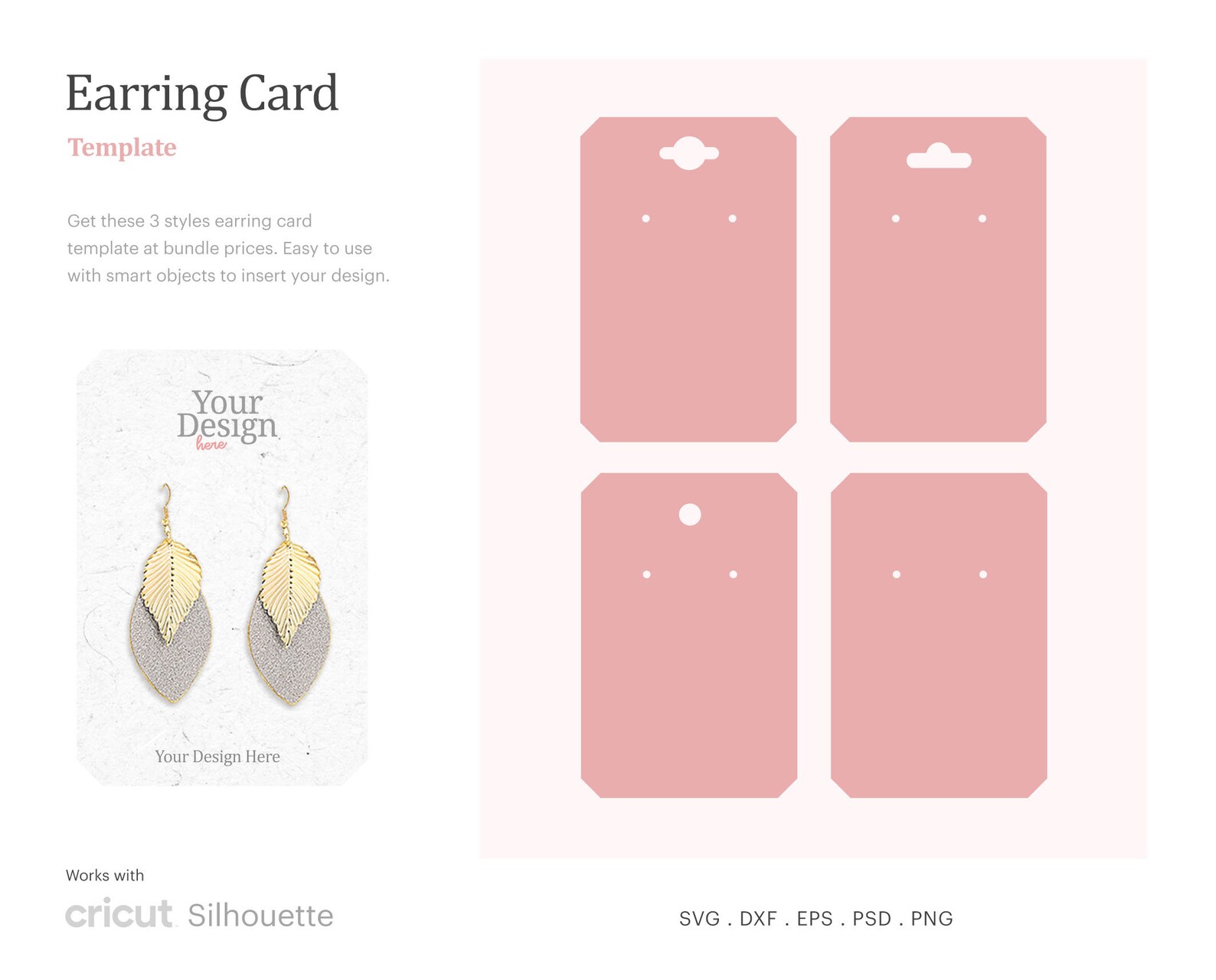 Rectangle Earring Display Card Template, Earring Card SVG, Drop Earring ...