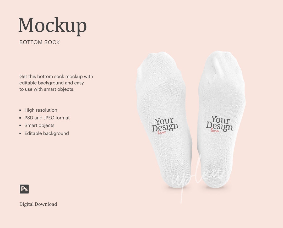 Bottom of Sock Mockup, Sublimation Bottom Sock Mockup, Socks Mockup ...