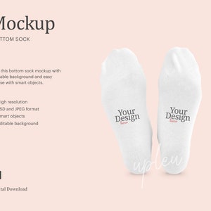 Bottom of Sock Mockup, Sublimation Bottom Sock Mockup, Socks Mockup ...