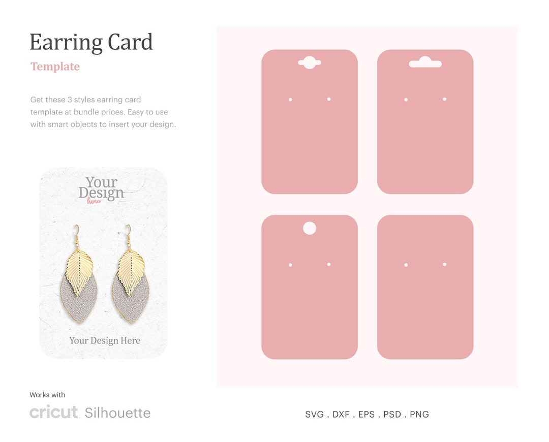 Earring Card Rectangle Shape Template, Earring Display SVG, Dangle ...