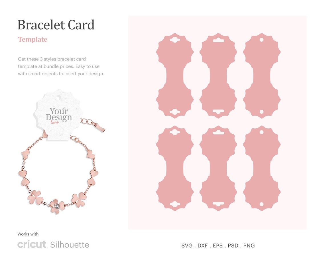 Bracelet Card Template, Bracelet Folded Display Card SVG, Necklace ...
