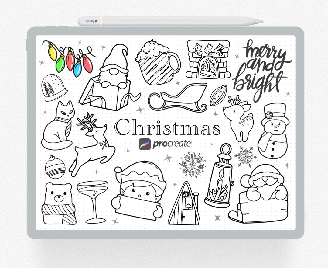 Procreate Stamps, 105 Christmas Procreate Stamp, Christmas Ornament ...