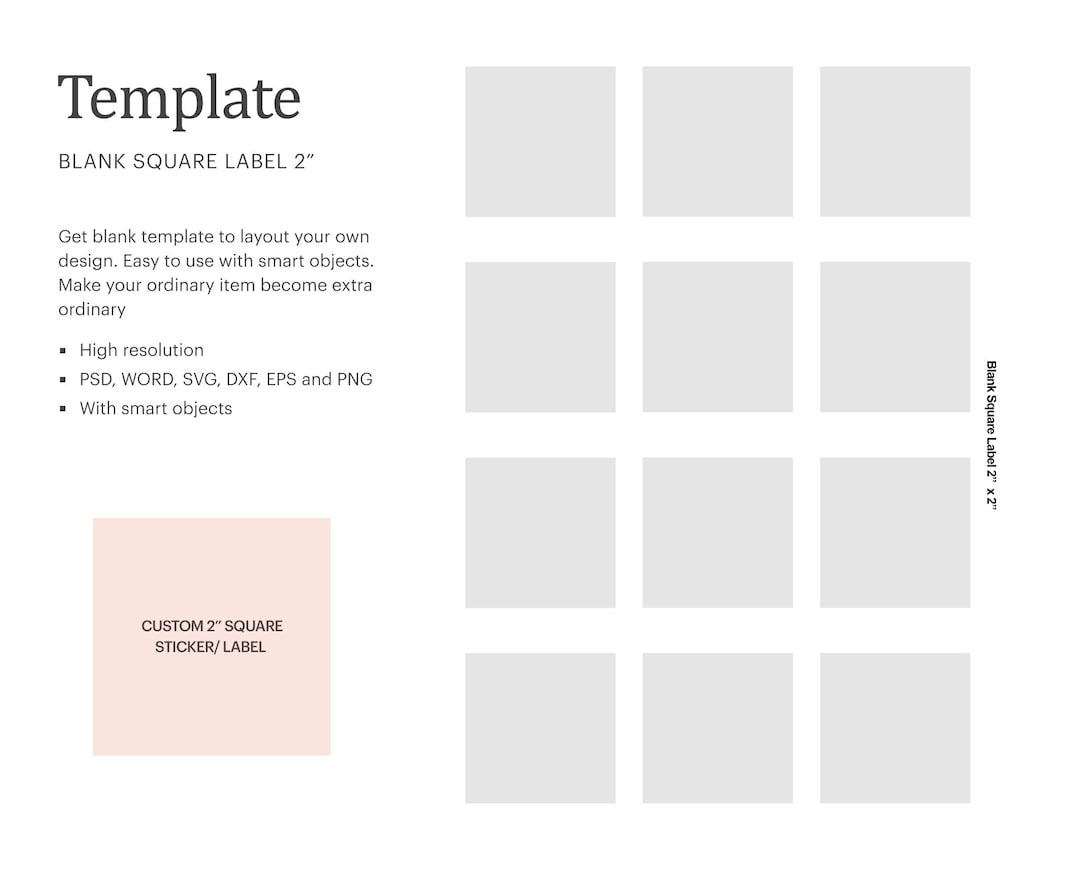 2" X 2" Blank Square Label Template, Multipurpose Blank Square Label ...