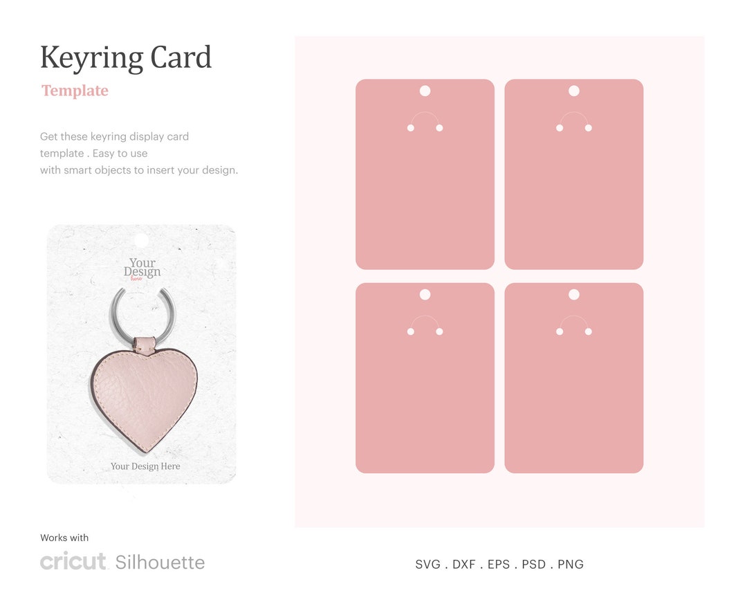 Keyring Display Card 3.5" X 4.79" Template, Keychain Hang Tag, Keyring ...