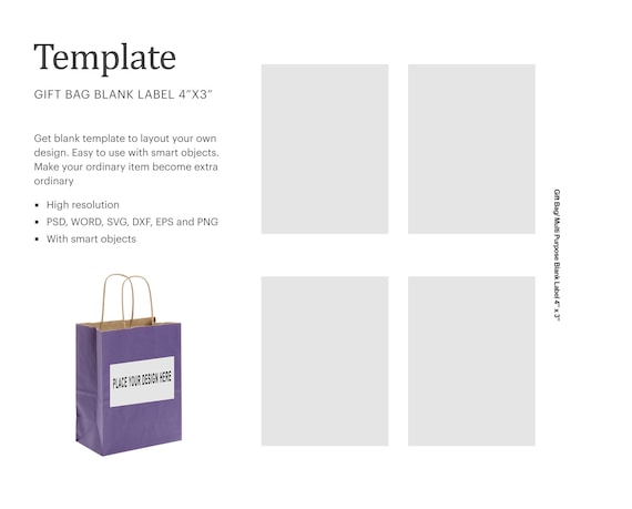 Gift Bag Multipurpose Blank Label 4x3 Blank Label | Etsy