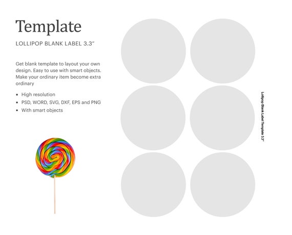 3.3 Swirl Lollipop Label Template Rainbow Lollipop | Etsy