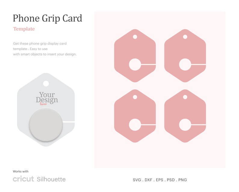 Phone Grip Display Card Blank Template 3 X 3.84 - Etsy
