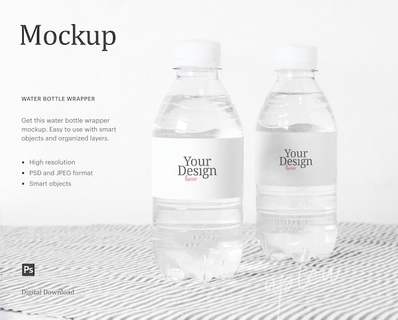Water Bottle Wrapper Mockup Water Bottle Label Mockup | Etsy