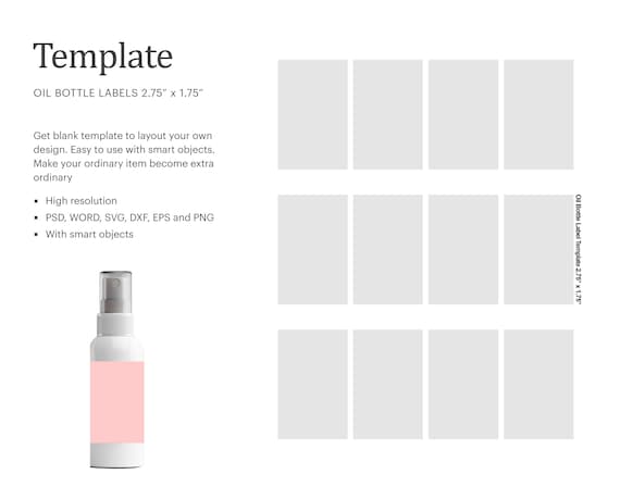 Mini Spray Bottle Blank Label Template Oil Bottle Label - Etsy