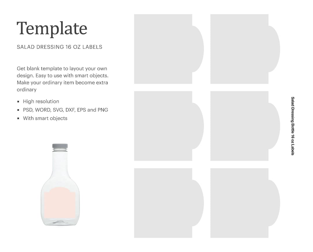 Dressing Salad Blank Label, Salad 16oz Label, Pantry Favor Label ...