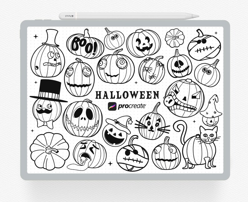 Procreate Stamps, 101 Halloween Procreate Stamp, Friday the 13th Brush ...