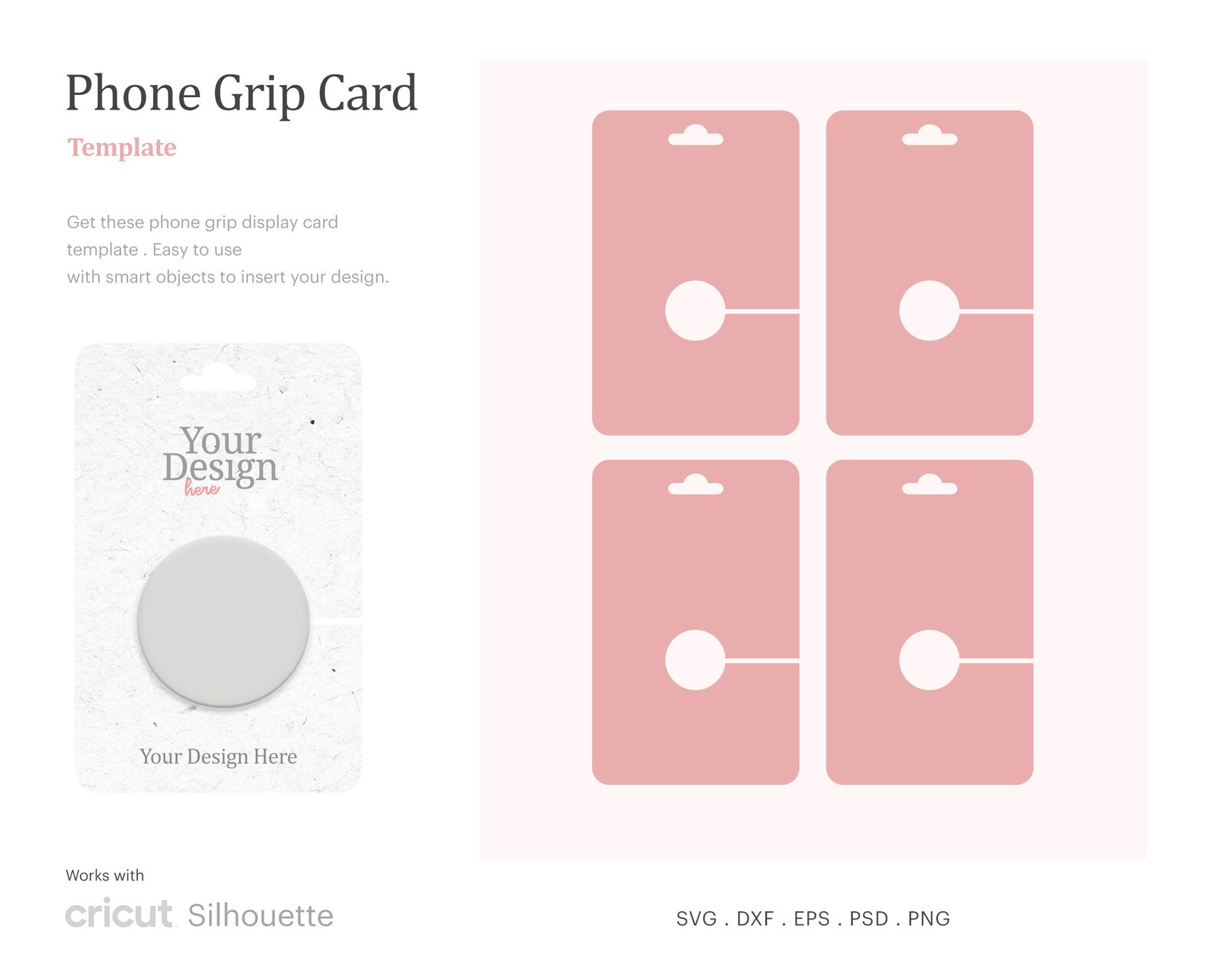Phone Grip Display Card Blank Template 3" X 4.7", Phone Grip Holdercard ...