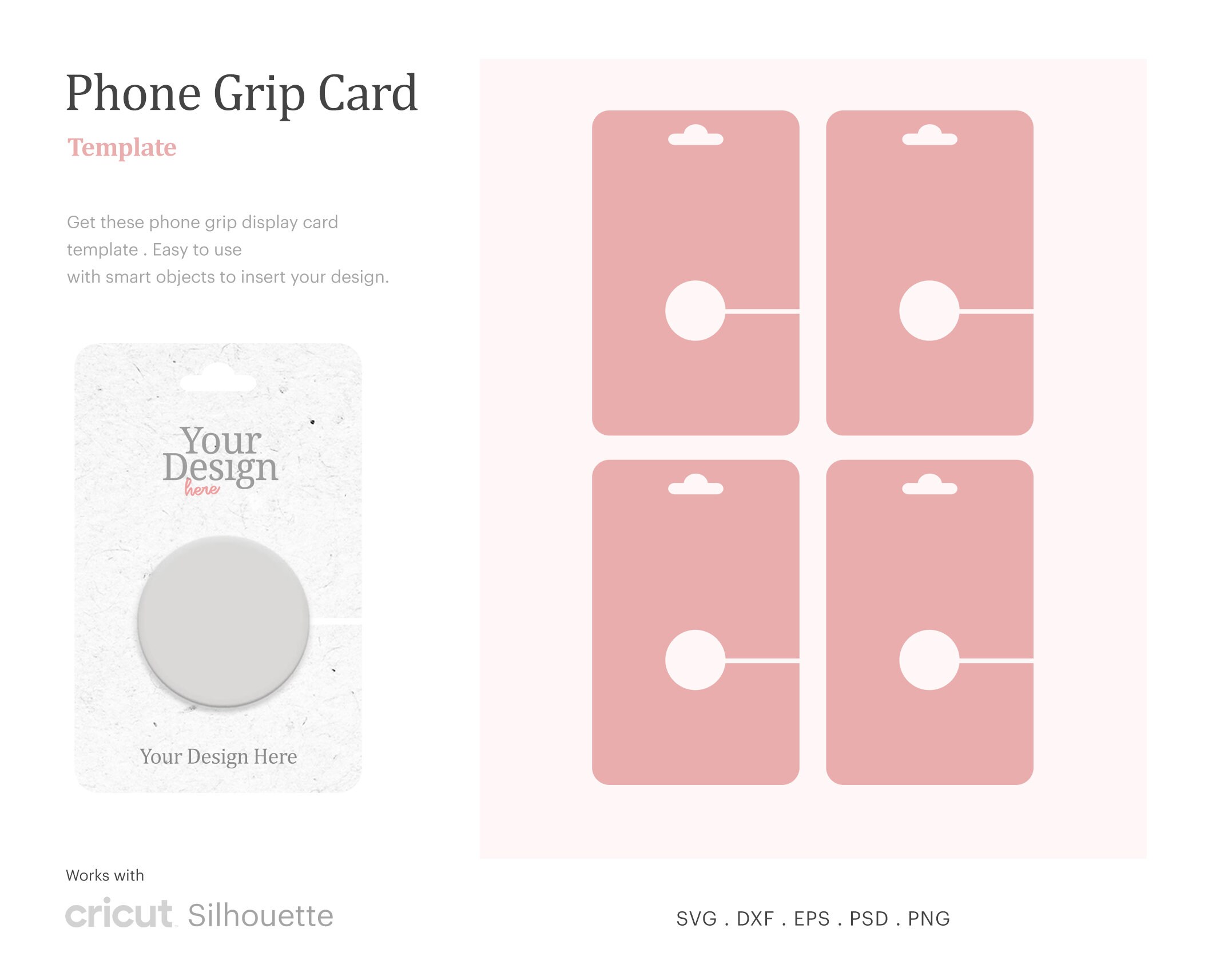 Phone Grip Display Card Blank Template 3" X 4.7", Phone Grip Holdercard ...