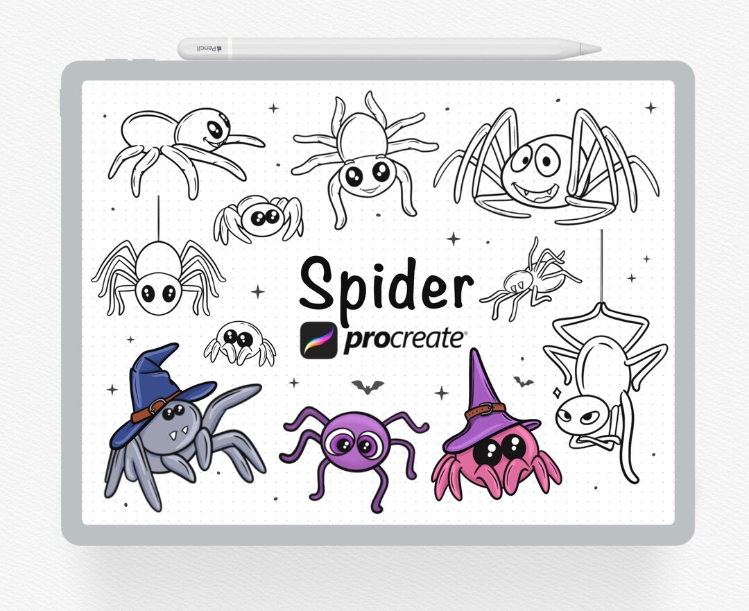 Procreate Stamps, 17 Spider Procreate Stamp, Spiders Designs Brush ...