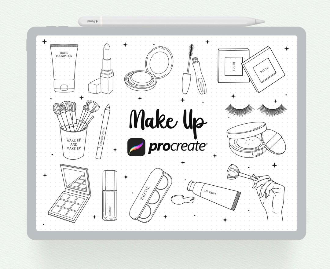 Procreate Stamps, 21 Makeup Procreate Brush, Cosmetic Digital Stamp ...