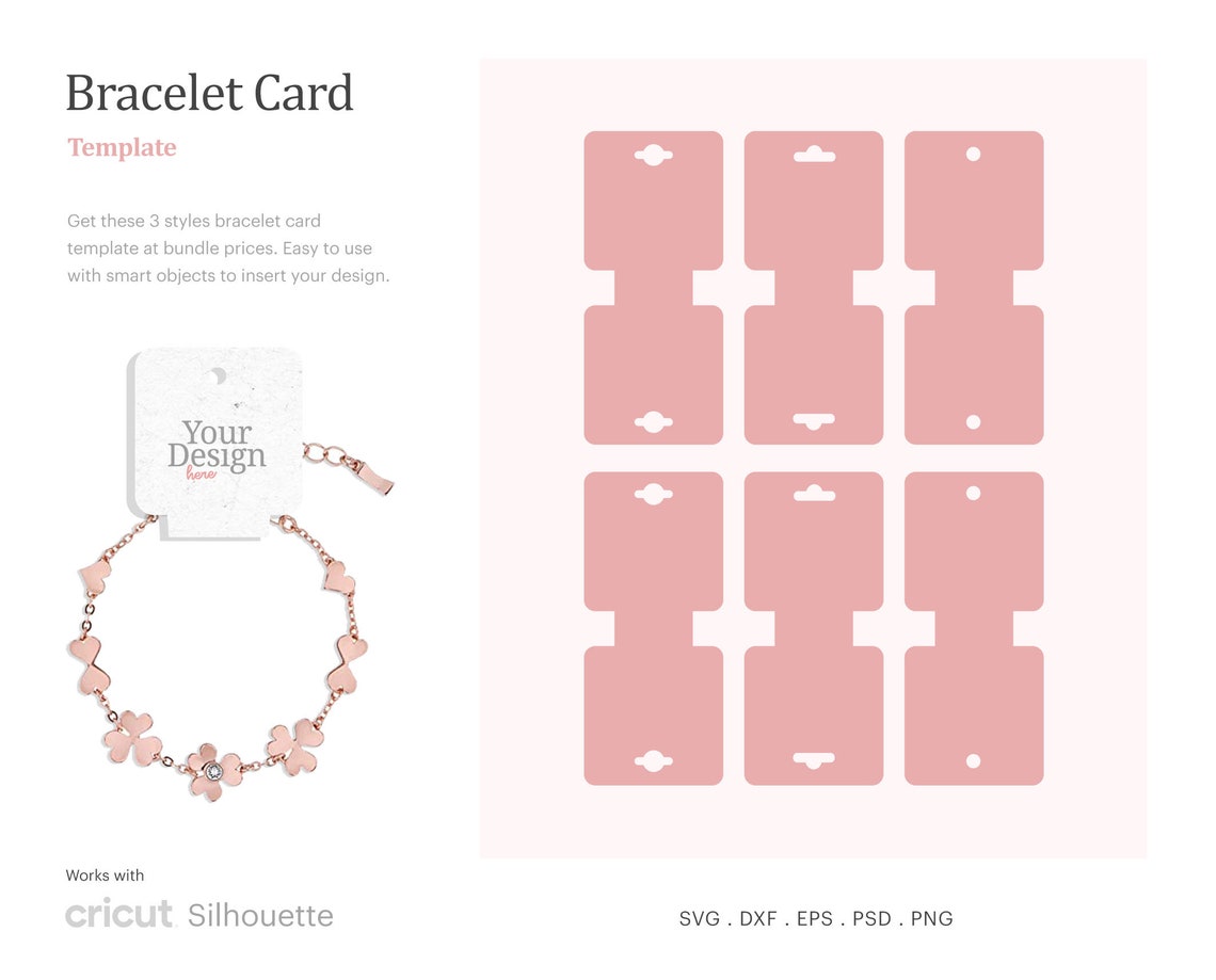 Bracelet Card Bracelet Holder Folded Card Template Bracelet - Etsy