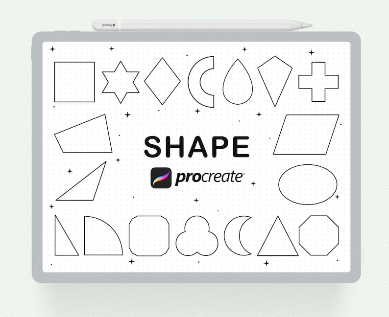 Procreate Stamps, 50 Shape Procreate Stamp, Geometric Basic Brush ...