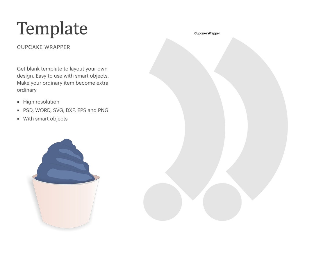 Cupcake Blank Wrapper Template, Cupcake Wrapper, Cake Wrapper, Party ...