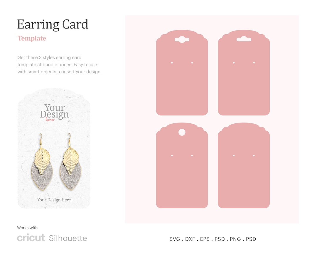 Earring Display Card Template, Earring Card SVG, Dangle Earring Card ...