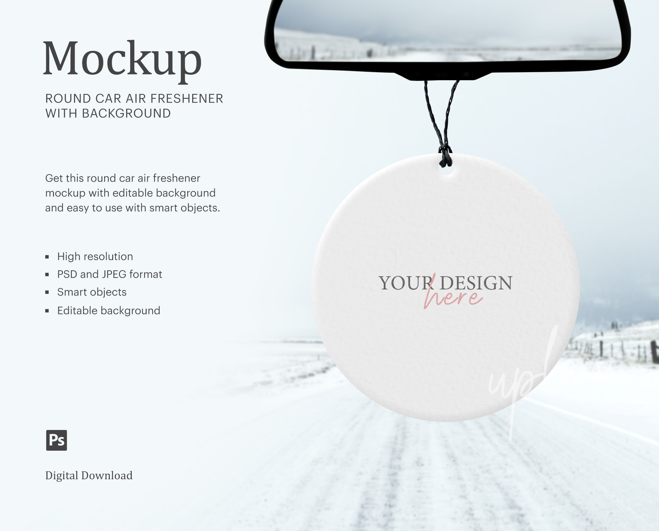 Round Car Air Freshener With Background Mockup, Car Air Freshener Mock ...