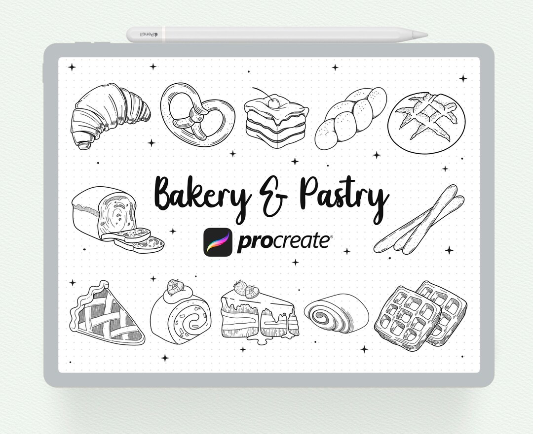 Procreate Stamp, 17 Bakery and Pastry Procreate Brush, Dessert Cake ...