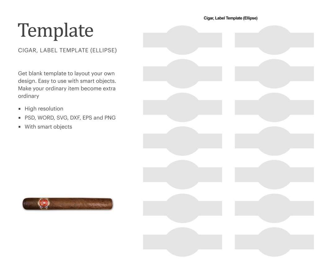 Cigar Label ellipse Template, Party Favors Cigar Label Cricut ...