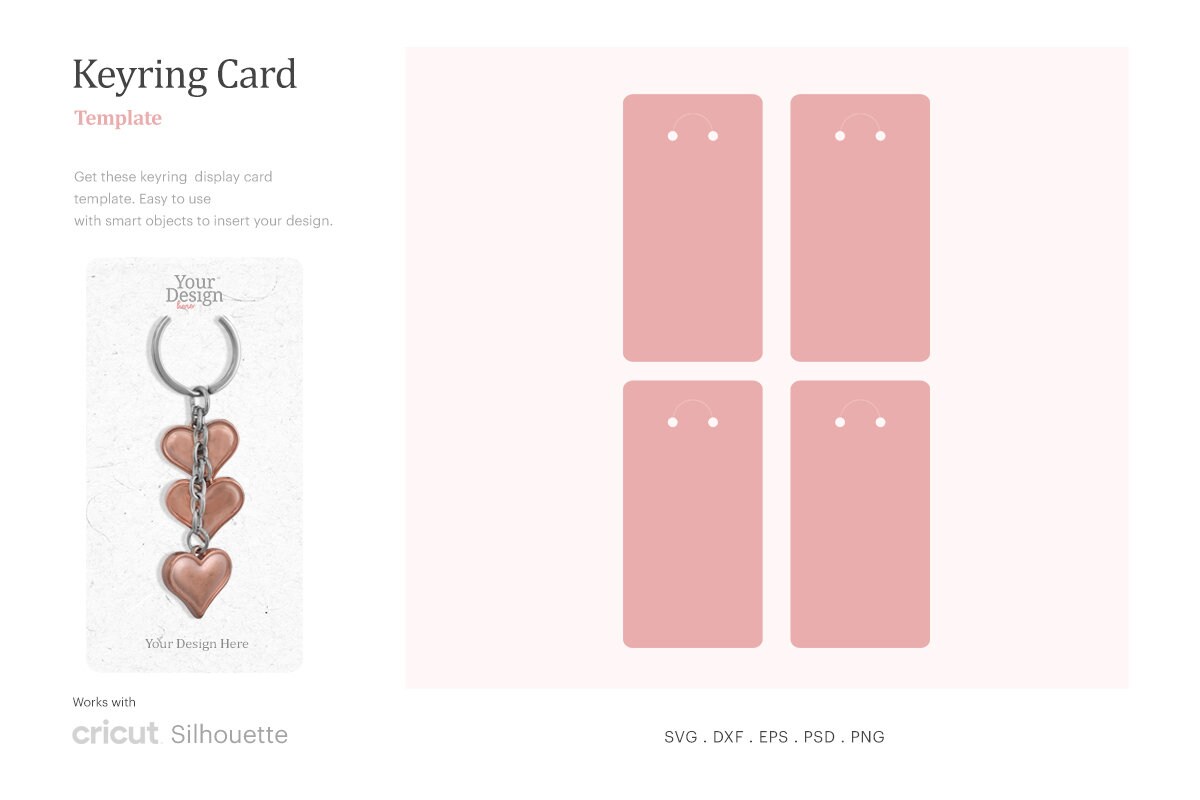 Keyring Display Card 2.5" X 4.79" Template, Keychain Display, Keyring ...