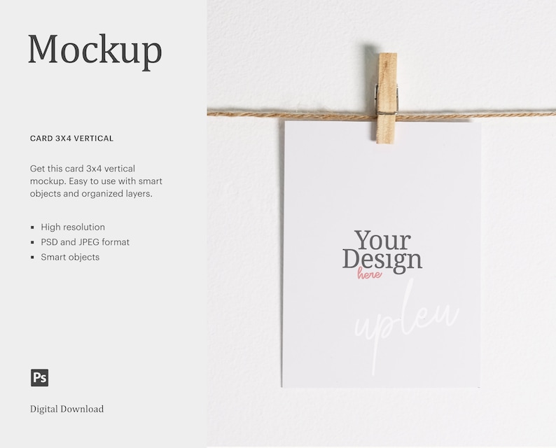 3x4 Card Mockup, Thank You Card Mockup, Note Card Mockup, Table Numbers ...
