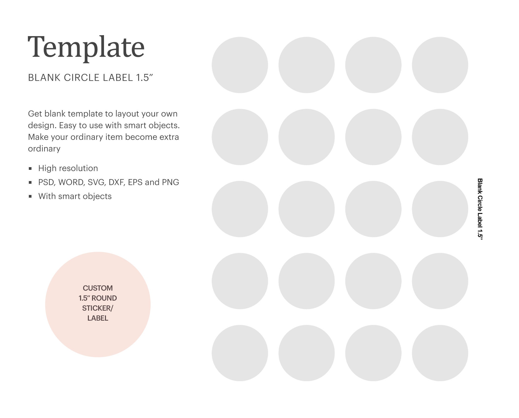 1.5 Blank Circle Label Template, Multipurpose Label, Sticker Collage ...