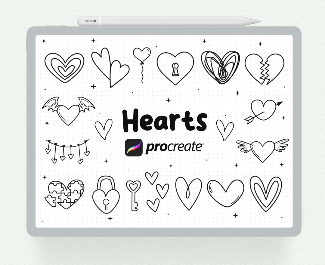 Procreate Stamps, 55 Heart Procreate Stamp, Love Brush, Shape Stamp ...