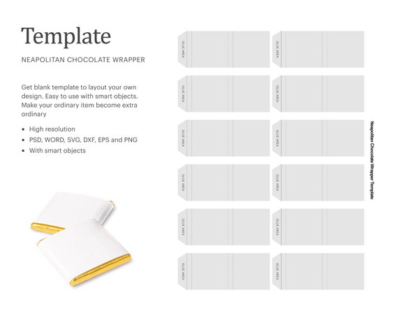 Chocolate Wrapper Template Mini Chocolate Wrapper Template - Etsy