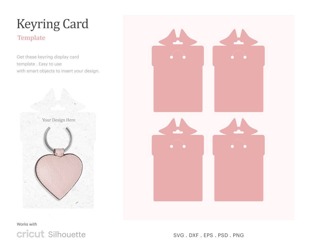 Keyring Display Card 3" X 4.79" Template Gift Box Shape, Keyring Card ...